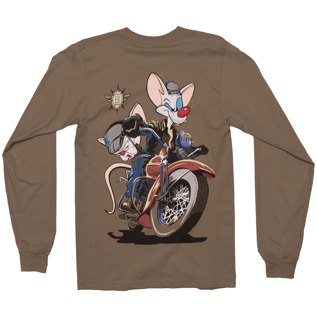 Animaniacs Pink Brain Bikers For World Domination Long Sleeve ...