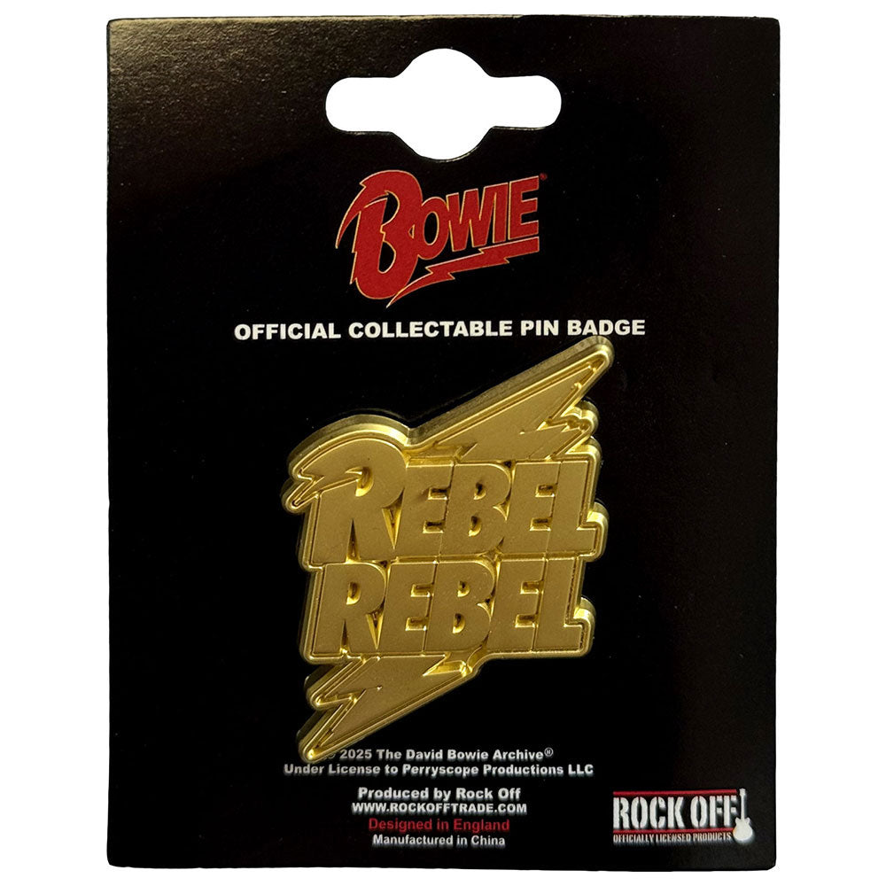 David Bowie Rebel Rebel Gold Pewter Pin Badge 458065 | Rockabilia Merch ...